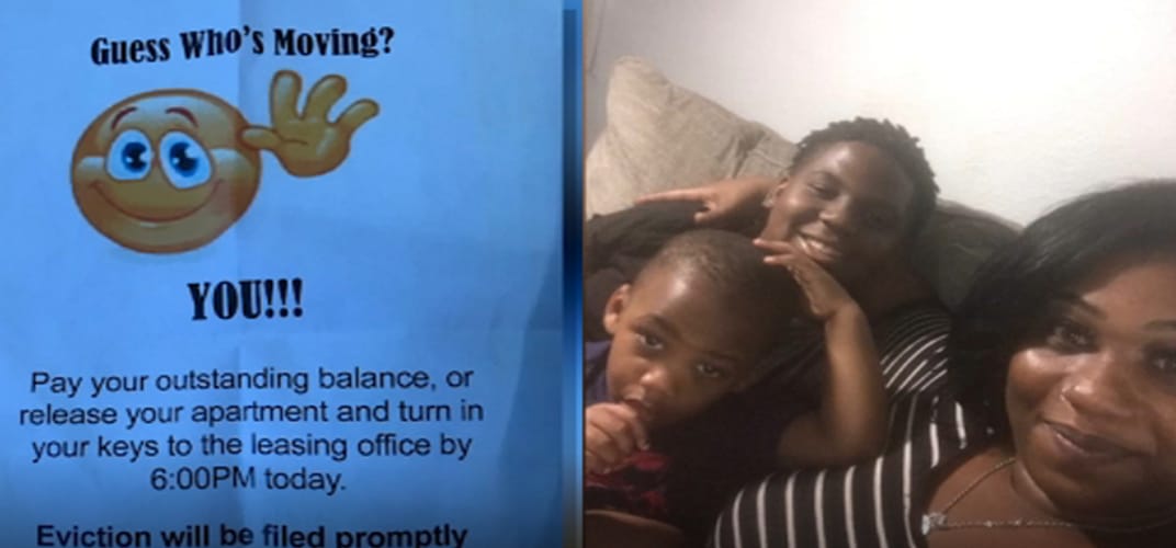 Single Mom Receives Insensitive Eviction Notice With Waving Goodbye Emoji